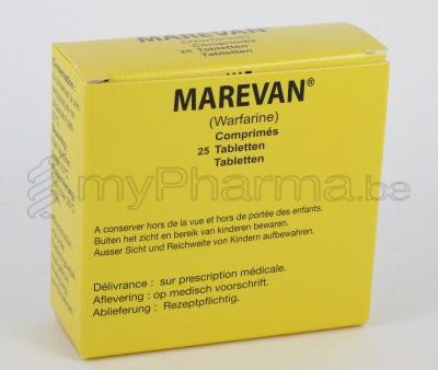 BVBA apotheek Patrick Meysen 3990 Peer : MAREVAN 5 MG 25 TABL