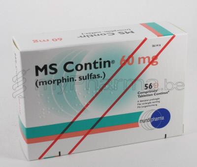 BVBA apotheek Patrick Meysen 3990 Peer : MS CONTIN 60 MG 56 TABL