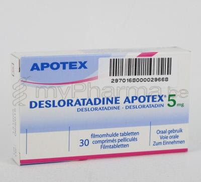 BVBA apotheek Patrick Meysen 3990 Peer : DESLORATADINE APOTEX 5 MG 30 TABL
