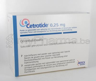 Pharmacie Meysen SPRL 3990 Peer : CETROTIDE 0,25 MG 7 VIALS INJ