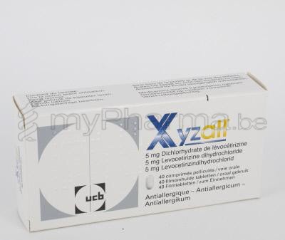 Pharmacie Meysen SPRL 3990 Peer : Home > XYZALL 5 MG 40 COMP
