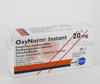 Pharmacie Meysen SPRL 3990 Peer : OXYNORM INSTANT 20 MG 28 COMP