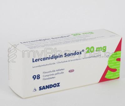 BVBA apotheek Patrick Meysen 3990 Peer : LERCANIDIPIN SANDOZ 20 MG 98 TABL