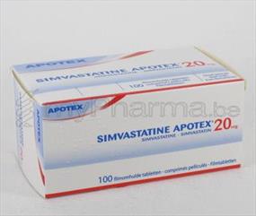 Pharmacie Meysen SPRL 3990 Peer : Home > SIMVASTATINE APOTEX 20 MG 100 COMP